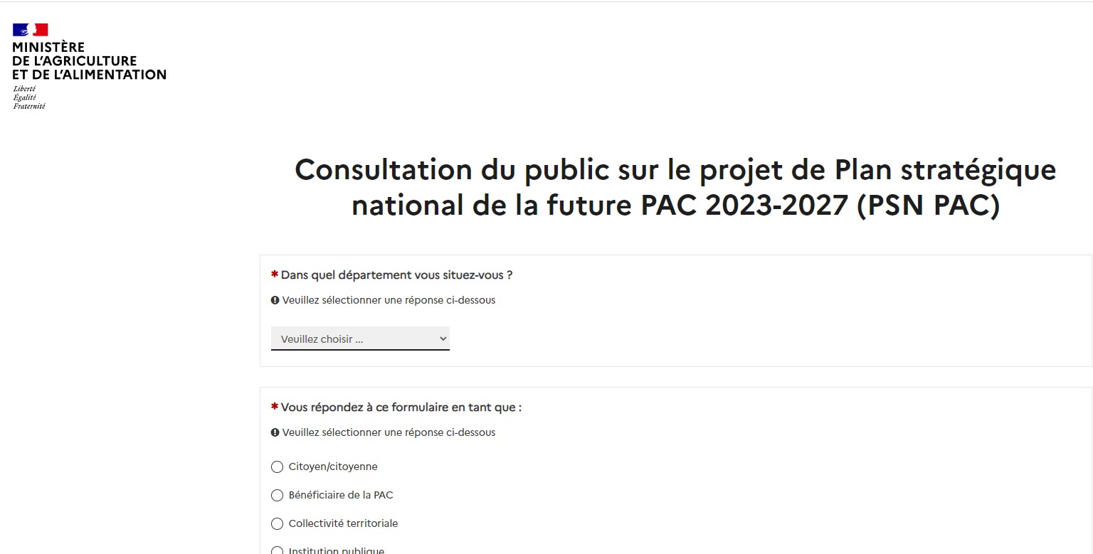 Début de la consultation du public sur le plan stratégique national ...